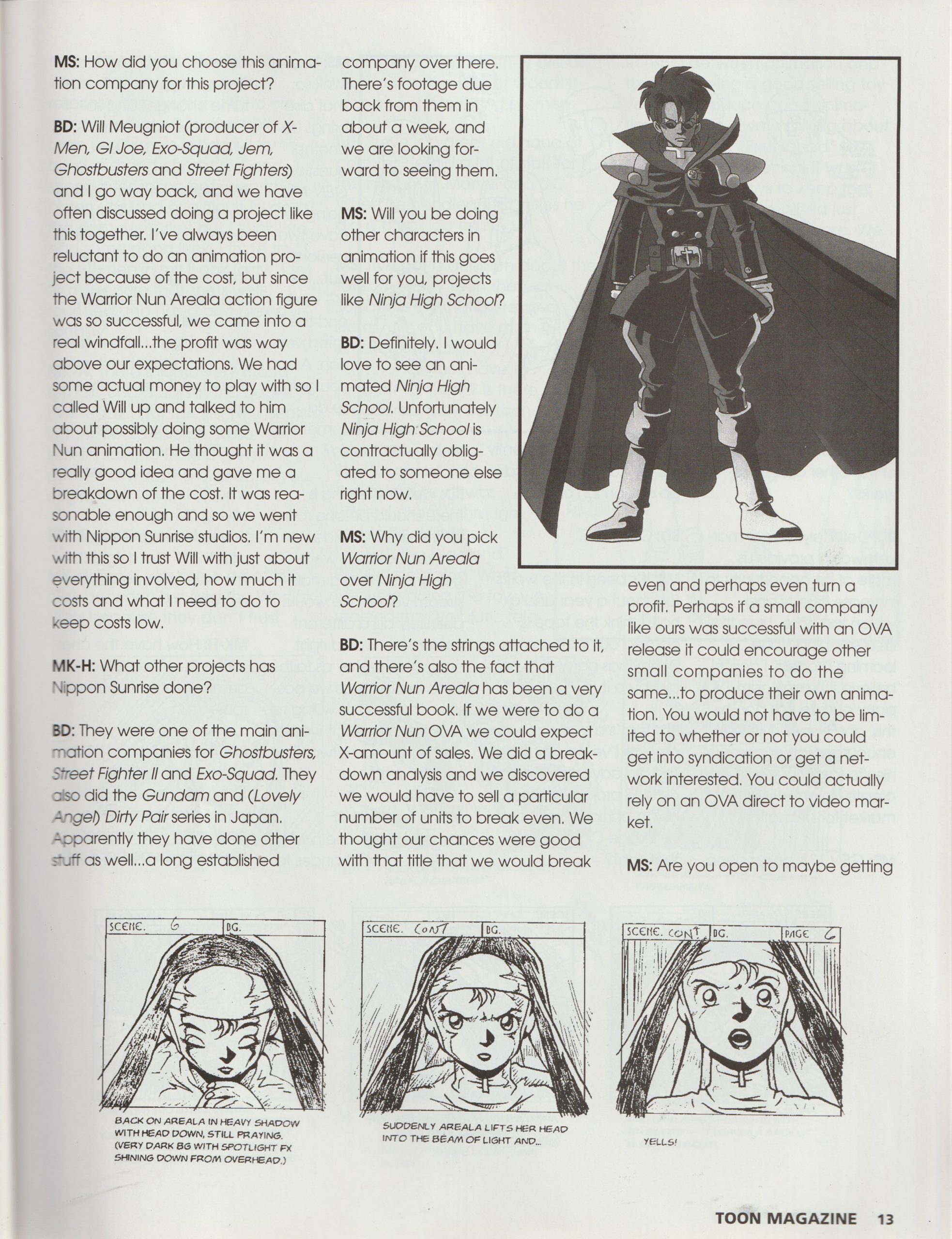 Ben Dunn interview TOON MAGAZINE Summer 1997 Warrior Nun Areala pilot ...